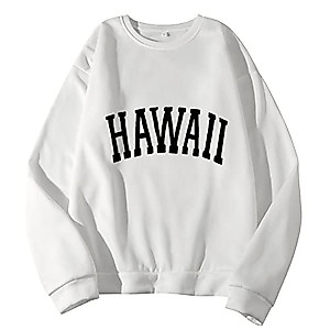 DUOWEI Mom Mode Sweatshirt Hawaii Men Women Letter Graphic Print Round Neck Long Sleeve Tops Sweatshirt Long Sleeve T Shirts White, XX-Large