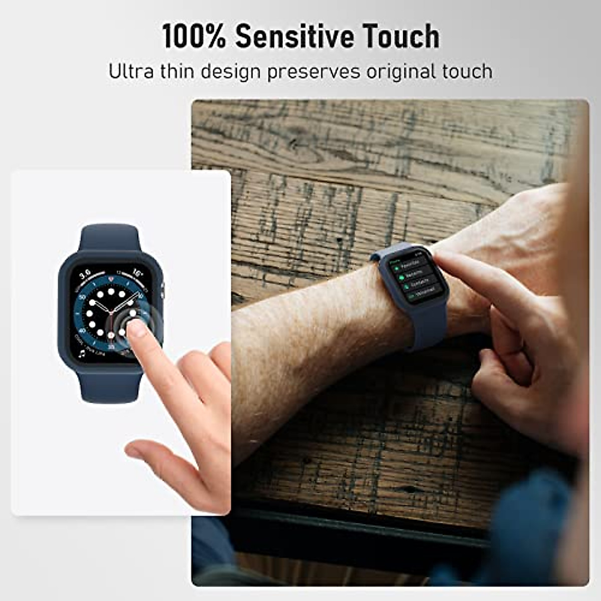 4 Pack Jeluse Case Compatible with Apple Watch Series 8/7 45mm, Built-in Tempered Glass Screen Protector, Hard PC Bumper Scratch Resistant Full Protective Touch Sensitive iWatch 45mm Cover