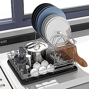 EMT ETRENDS Large Dish Drying Rack,2-Tier Dish Racks for Kitchen Counter,Rust-Proof Detachable Dish Drainers for Sink with Drainboard,Utensil Holder（Chrome Plating，Steel）