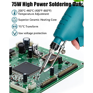 Cordless Soldering Iron Kit for Makita 18v LXT Battery,75W LED Digital Solder Iron Soldering Gun with 5pcs Tips,50g 0.04” Solder Wire for any Hobby Enthusiast (Battery not included)