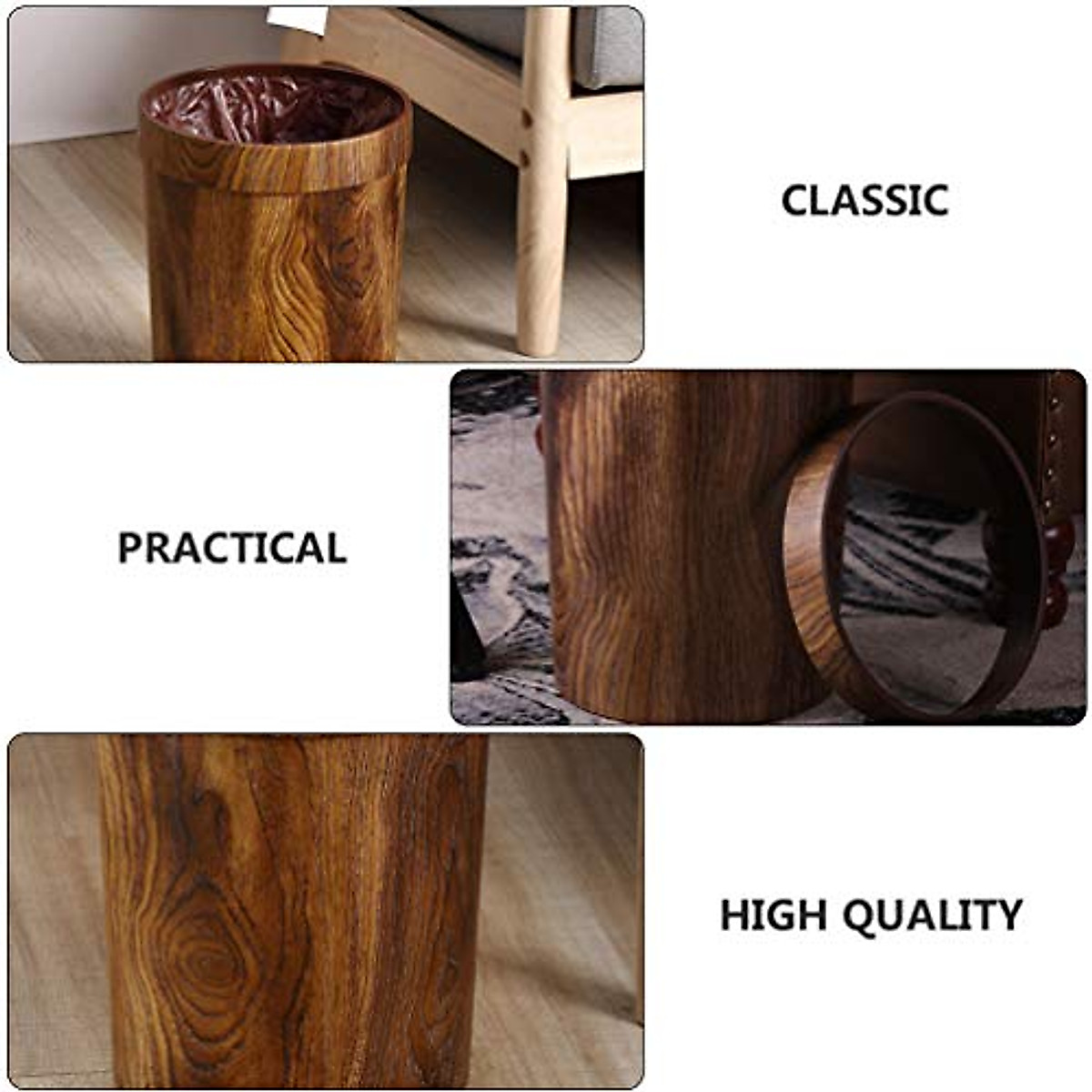 IMIKEYA Trash Can Garbage Can Vintage Waste Bin Wastebasket Garbage Container Bin for Home Office Bathrooms Powder Rooms