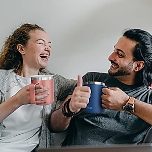 DLOCCOLD Insulated Coffee Mug with Handle 12 oz Stainless Steel Travel Coffee Cup with Lid Spill Proof Reusable Thermos Coffee Cups for Men Women