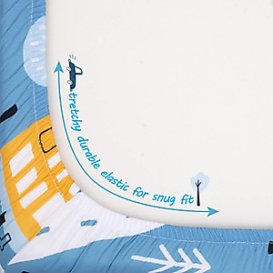 Cloele Square Playard/Playpen Fitted Sheets Perfect for 36 X 36 Portable Playard Mattresses - Square Pack and Play Crib Sheets - Ultra Soft Polyester Blue Car Fitted Playpen Sheet for Baby