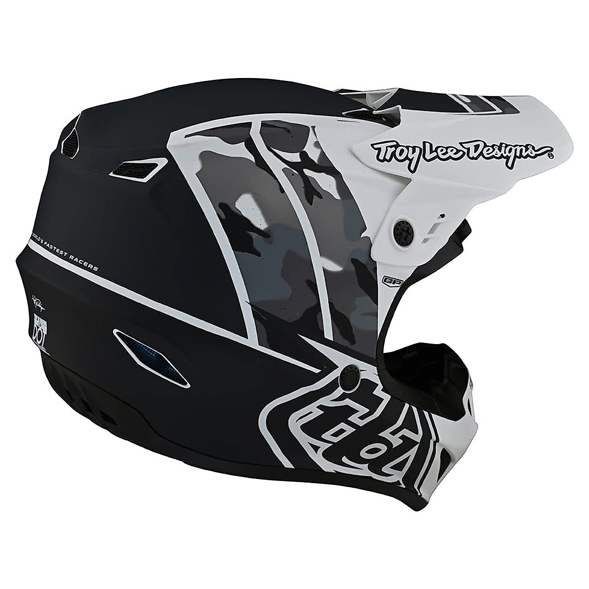 Troy Lee Designs GP Anarchy Adult Offroad Motocross Dirt Bike ATV Powersports Racing Full Face Helmets Lightweight Ventilated Youth GP Helmet; NOVA CAMO White MD