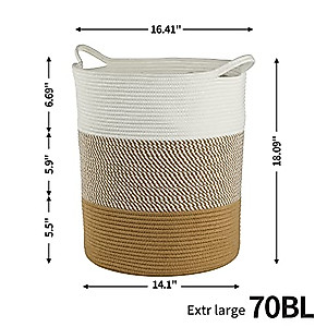 ZLG Cotton Rope Basket 14.15x18.1x15.94Inch Baby Laundry Basket Toy Storage Basket large baskets for blankets