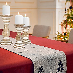 Wood Candle Holder, Candle Holder for Christmas Decoration, Wooden Pillar Candle Holder, Tall Candle Holders, Farmhouse Candle Holder, Candle Holder Set of 3, Height (10+8+6) inch White Wash