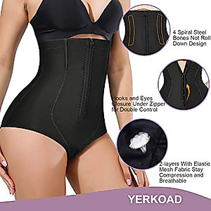 YERKOAD Women Tummy Control Shapewear Bodysuit Butt lifter Shorts Hi- Waist Trainer Panties Body Shaper Underwear Slim Corset (X-Large, Black)