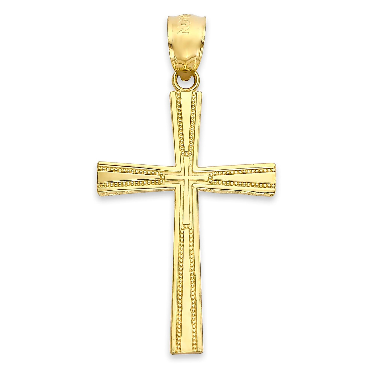 Solid Gold Cross Pendant in 10k or 14k, Religious Jewelry for Him (10k Gold)