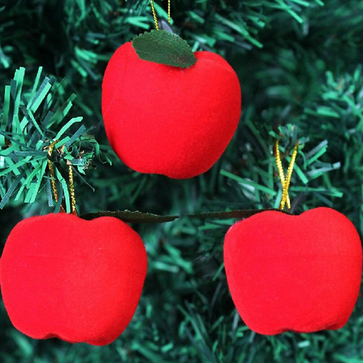 Artibetter Shatterproof Christmas Tree Baubles, Christmas Tree Pendant Foam Red Apple Decoration Christmas Apple Ornament Apple Shaped Hanging Xmas Tree Decor 60Pcs 2cm