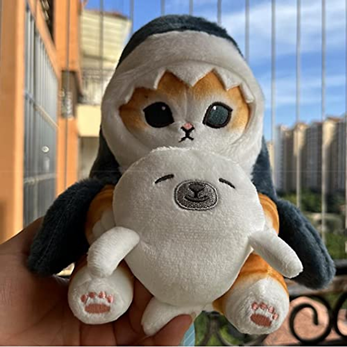 LKMYHY Cute Shark Cat Plush Toy Seal Cat Stuffed Animal Plushies Doll, 7'' Soft Stuffed Shark Kitten Pillow Christmas Birthday Gifts for Kids Boys Girls