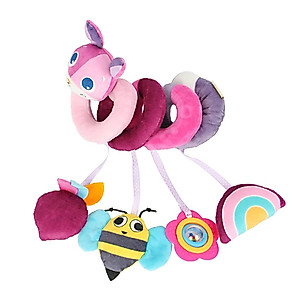 AIPINQI Spiral Activity Toy, Baby Car Seat Toys Comfortable Pram Crib Plush Toy for Boys Girls Colorful Spiral Hanging Toys for Car Seat, Rabbit