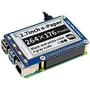 2.7inch E-Ink Display HAT,264x176 Pixel Black,White Two-Color 3.3V/5V E-Paper Screen LCD for Raspberry Pi 4B/3B+/3B/2B/Zero/Zero W/Zero WH and Jetson Nano SPI Interface Support Full Refresh