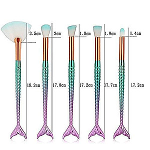 Makeup Brushes Set 11pcs 3D Mermaid Makeup Brush Cosmetic Brushes Eyeshadow Eyeliner Blush Brushes