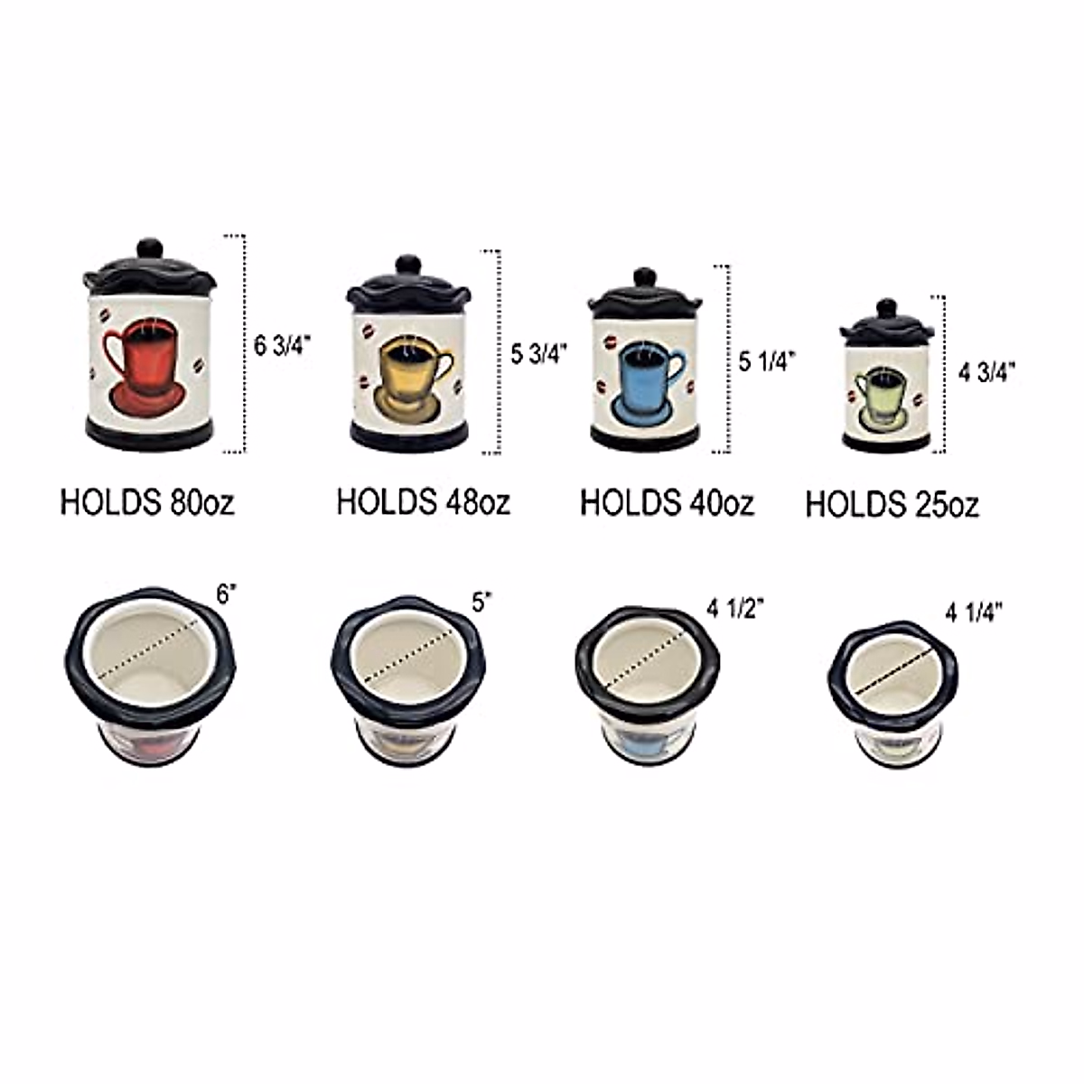 ACK Tuscany Colorful Coffee Bean Collection (4PC Canister Set)