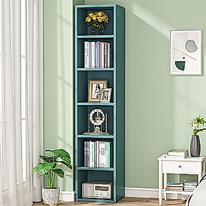 Tribesigns 70.9 Inch Tall Narrow Bookcase, Modern Slim Corner Bookcase with Storage, 6 Tier Cube Display Shelves for Home Office