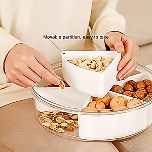 Shopwithgreen Divided Serving Tray with Lid, Removable Divided Platter Food Storage Containers with 4 Compartment for Christmas Party, Veggies, Snack, Fruit, Nuts, Candy, Cracker, Chip