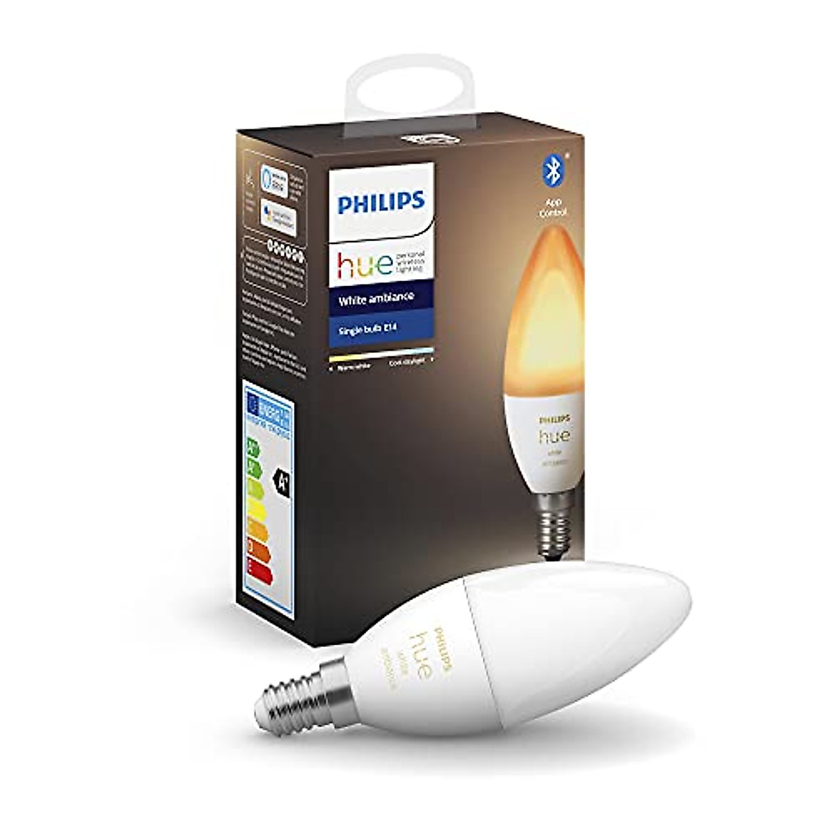 Philips Hue White Ambiance Single Smart LED Bulb [E14 Small Edison Screw] with Bluetooth, Compatible with Alexa, Google Assistant and Apple Homekit