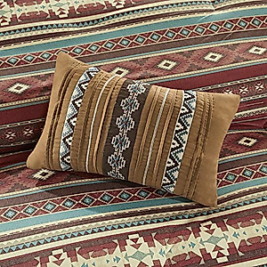 Madison Park Cozy Comforter Set-Rustic Southwestern Style All Season Down Alternative Casual Bedding, Matching Shams, Decorative Pillows, Queen (90 in x 90 in), Spice Brown Multi