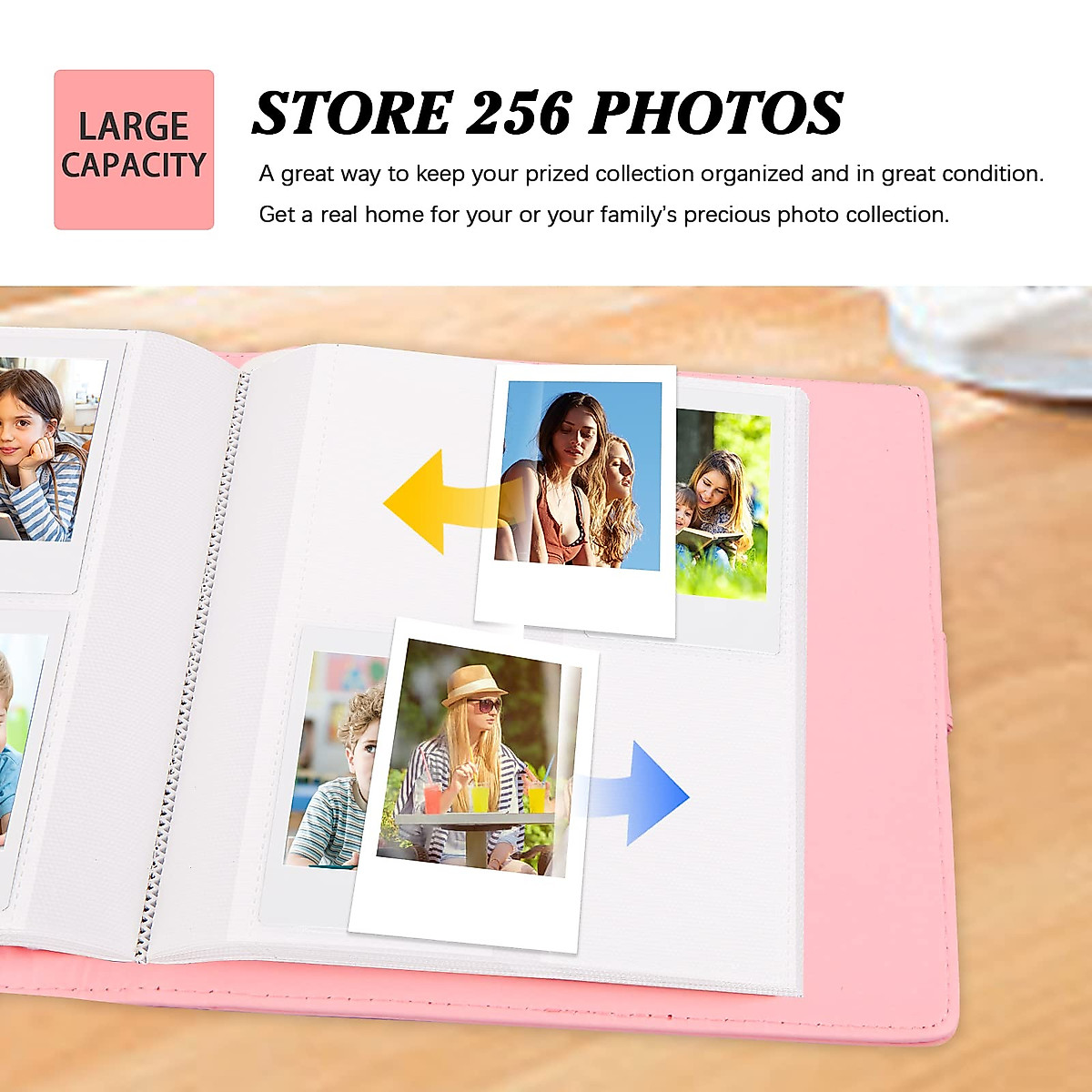 256 Photos Album for Fujifilm Instax Mini Camera/Polaroid 2”x3” Pictures, 2x3 Photo Album Book for Fujifilm Instax Mini 11 12 evo 9 90 70 40 8 Instant Camera & Instax Mini Instant Film (Pink)