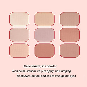 SURORAIN 9 Colors Matte Eyeshadow Palette, Highly Pigmented Long Lasting Matte Nude Shimmer Eyeshadow Pallet,Beige Earth Neutral Smoky Waterproof Cosmetic Eye Shadows
