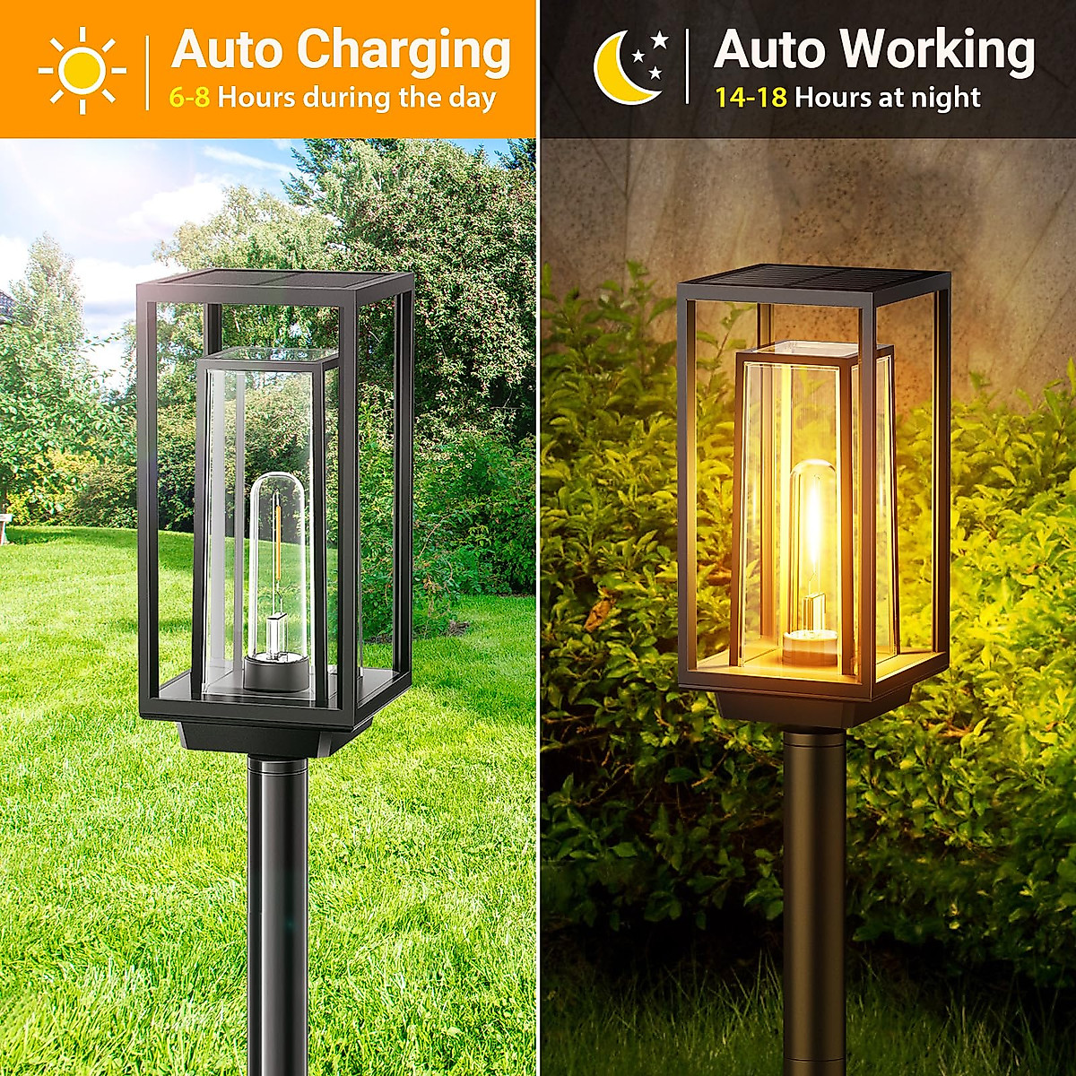 WdtPro Solar Pathway Lights Outdoor, 2X Bigger & Brighter Solar Lights Outdoor Waterproof, Over 12 Hours Double-Layer Solar Garden Lights, Auto On/Off Solar Lights for Outside Yard Walkway Driveway