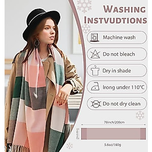 YSense Women's Long Plaid Blanket Scarf Chunky Oversized Winter Fall Warm Scarf Big Tartan Scarves Wrap Shawl Ladies Gifts