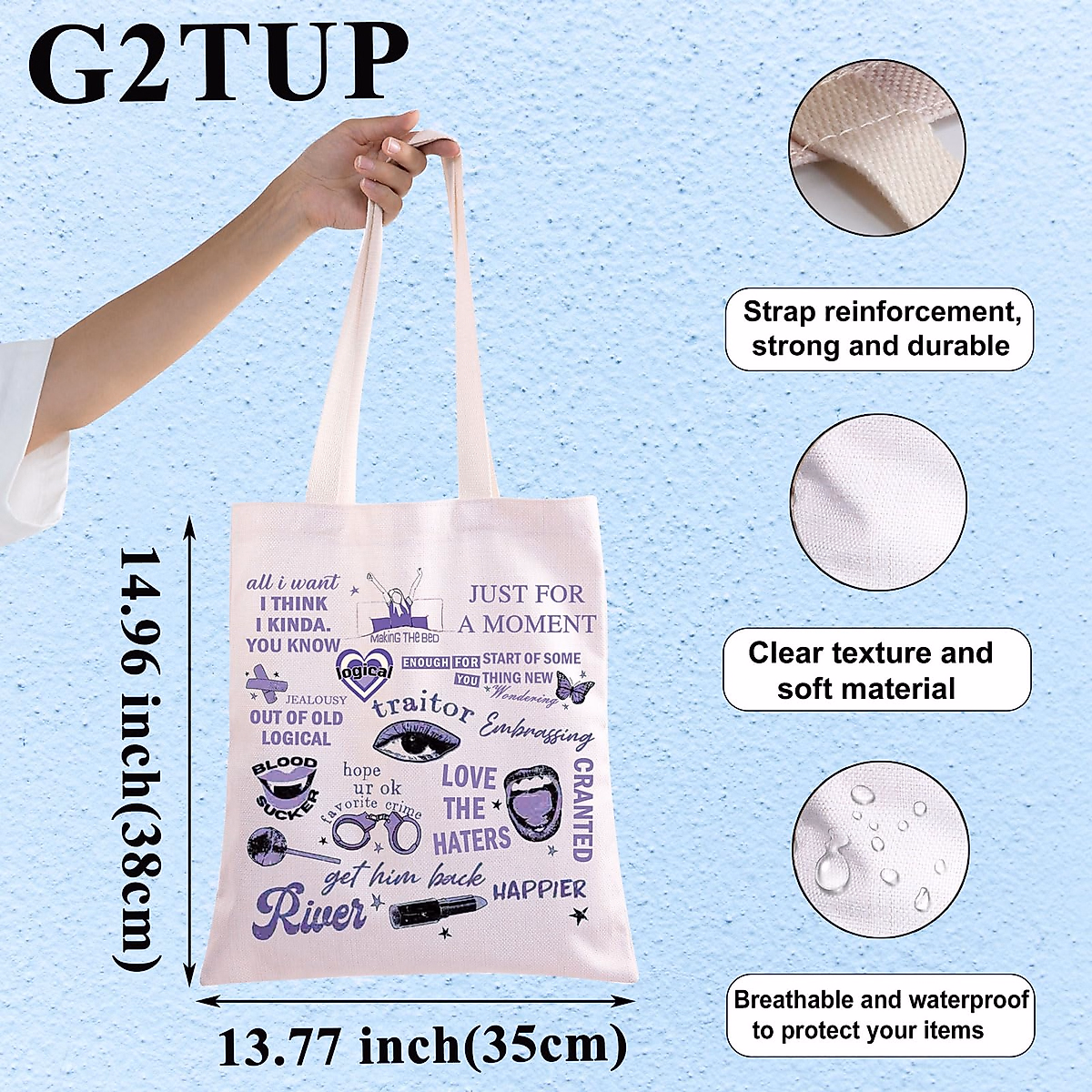 G2TUP Singer Album Aesthetic Tote Bag Vampire Fans Reusable Shopping Bag Purple Butterfly Concert Bag (Just For Tote Bag)