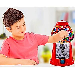 Gumball Machine for Kids 8.5" - Coin Operated Bubble Gum Machine and Toy Bank - Candy Machine Dispenser Includes 85 Gum Balls - Great Candy Dispenser Machine Gift Toys for Girls and Boys - 8.5" (Red)