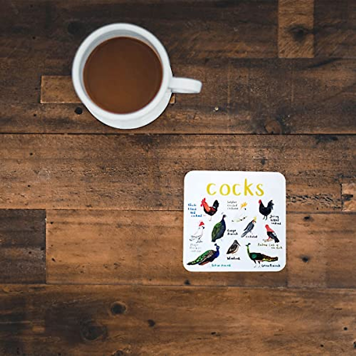 Set of 6 Bird Pun Coasters for Drinks,Square Coaster Set for Cups Home Kitchen Funny Coasters Set Table with Non-Slip Decor Gift Idea for Bird Lover Friends Bar Housewarming Gift Coffee
