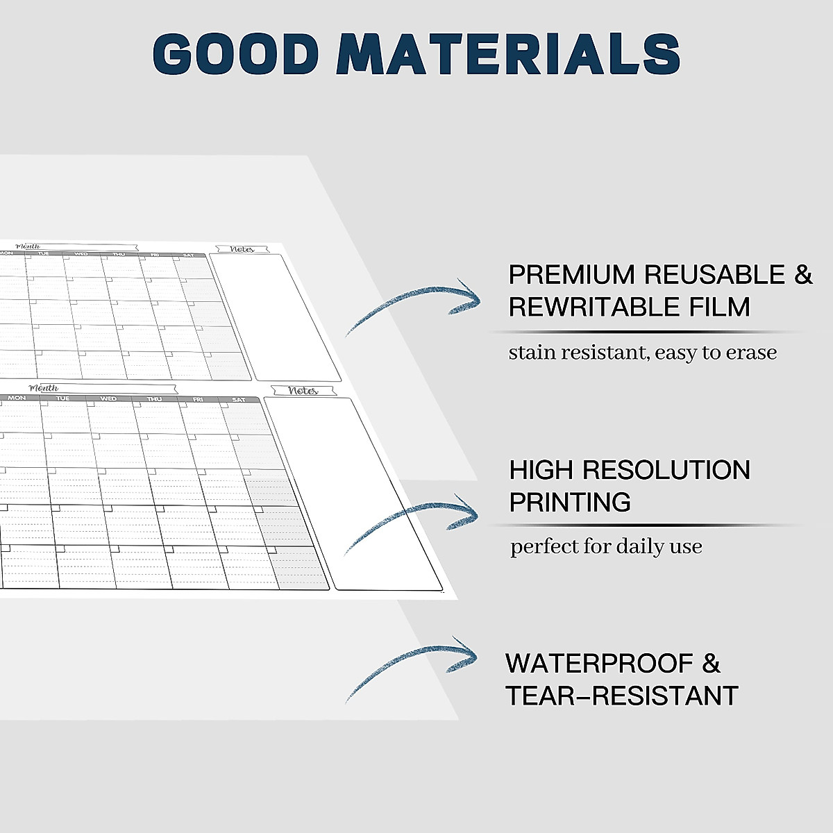 Large Dry Erase Calendar for Wall - Undated 4 Months Wall Calendar, Dry Erase Calendar, 52" x 36", Yearly Wall Calendar Dry Erase for Office, Home