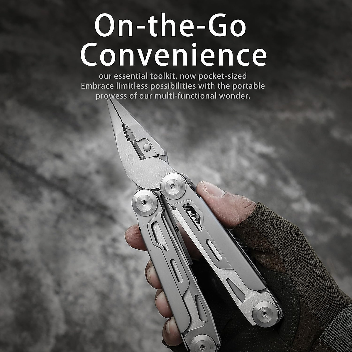 TLONER, ARES Series 15-P Pocket Size Multitool with Premium Stainless Steel Pliers, Short Dagger, Black Luxury Gift Box