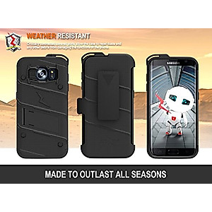 ZIZO Bolt Series Samsung Galaxy S7 Edge Case Military Grade Drop Tested with Tempered Glass Screen Protector Holster Black