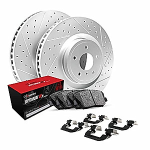 R1 Concepts Rear Brakes and Rotors Kit |Rear Brake Pads| Brake Rotors and Pads| Optimum OEp Brake Pads and Rotors |Hardware Kit|fits 2012-2022 Subaru Crosstrek, Forester, Impreza, XV Crosstrek