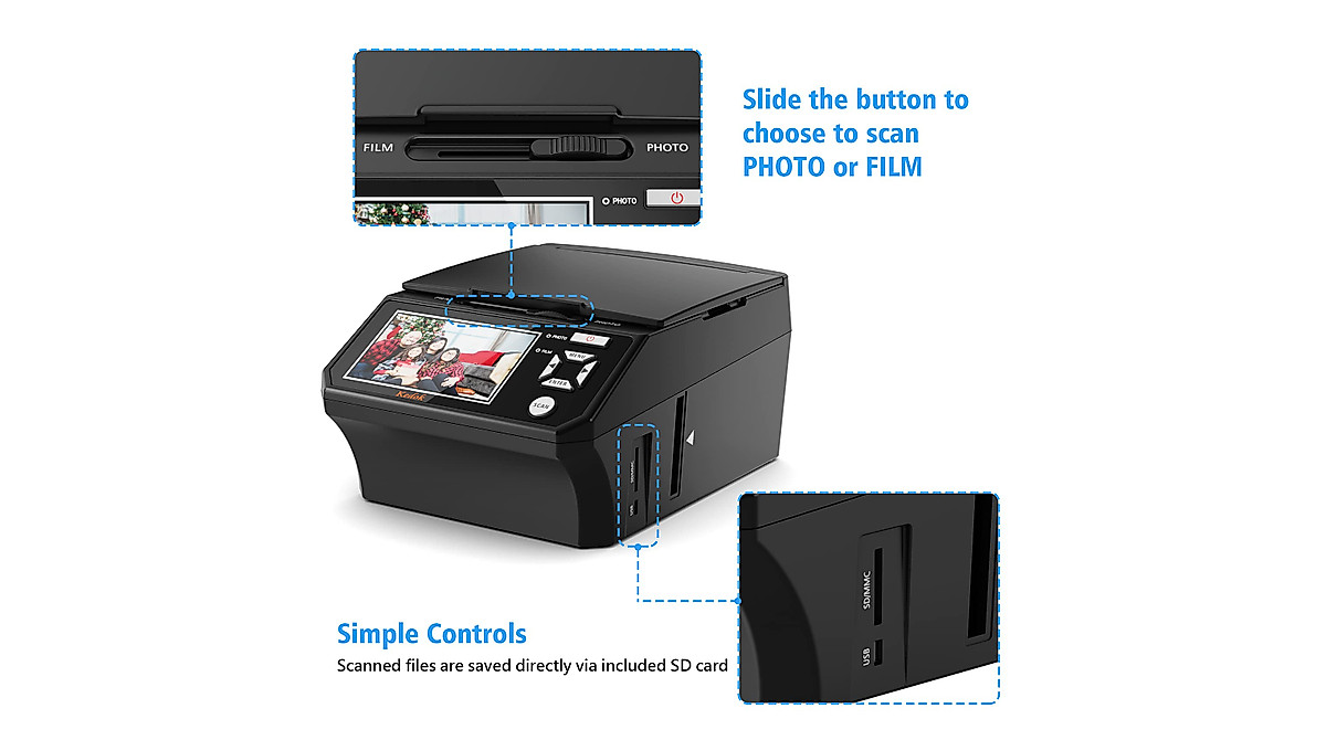22MP Film & Slide Scanner for High-Res Digital Photos & Documents