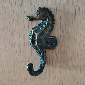 WINTENT Turquoise Patina Cast Iron Seahorse Wall Hooks