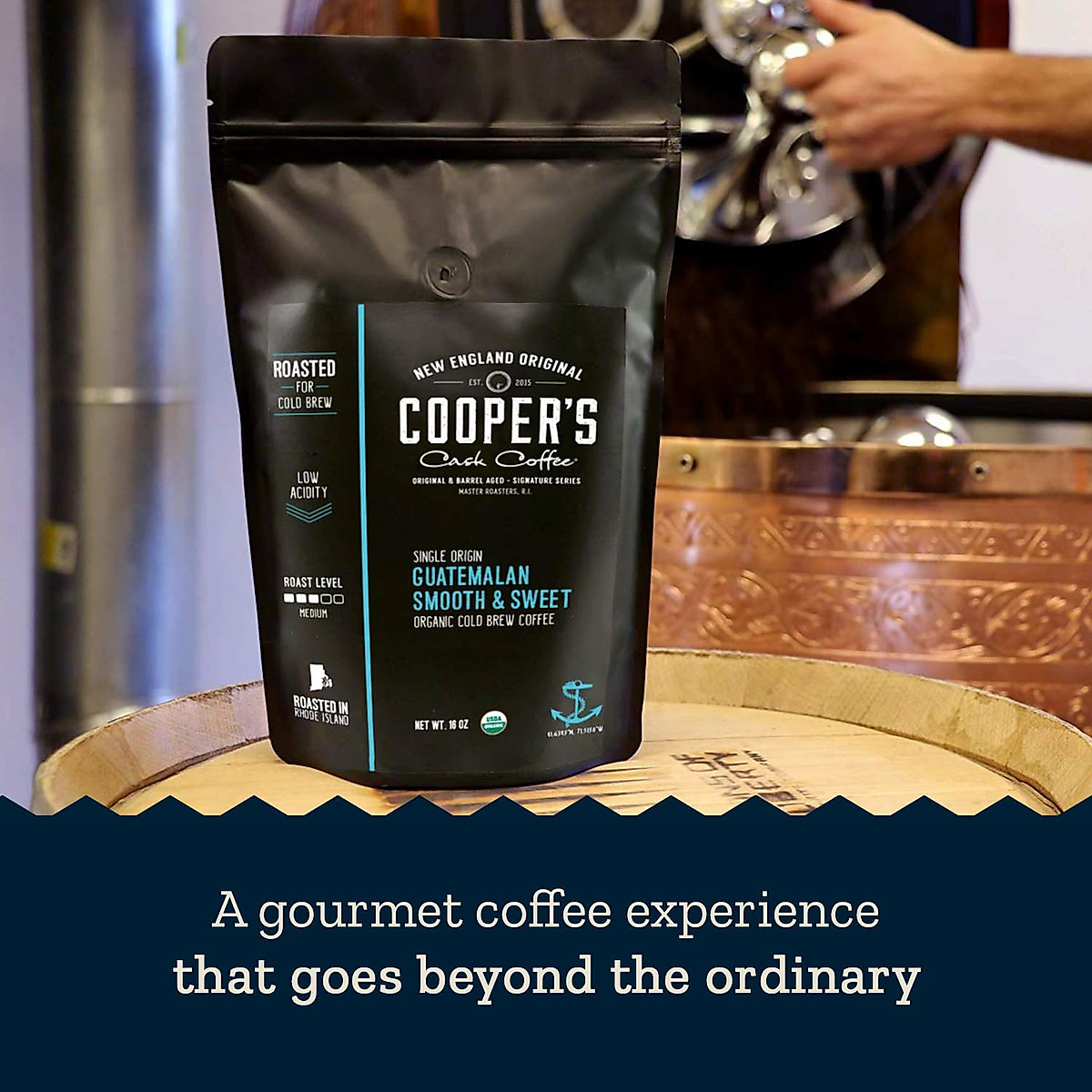 Guatemala Organic Cold Brew Coffee, Single Origin, Gourmet Beans, Tasting Notes of Milk Chocolate, Creamy Caramel & A Hint of Orange, Medium Roast Coarse Ground Beans, 16 oz Coffee Bag