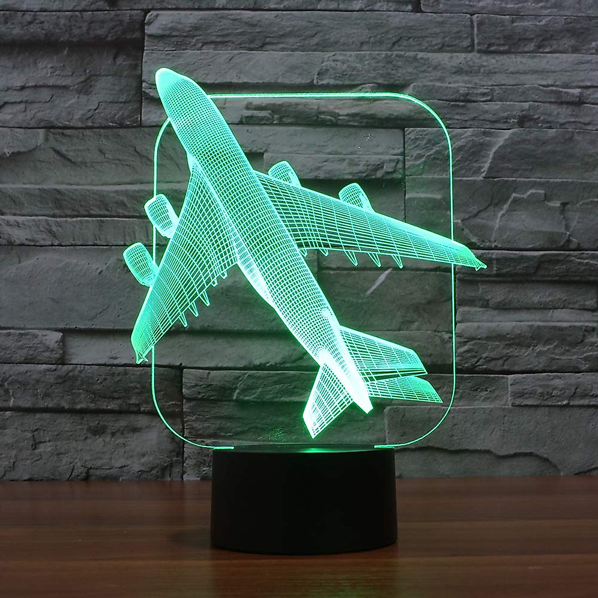 FULLOSUN Aircraft Airplane 3D Night Light Kids Bedside Lamp 16 Colors Changing with Remote Control Xmas Halloween Birthday Gift for Child Baby Boy