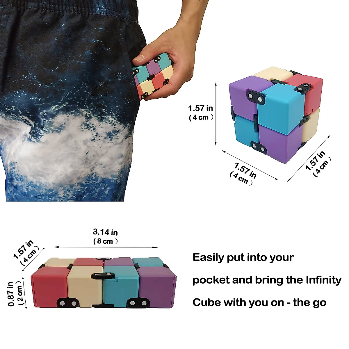 Gzymh Infinity Cube Fidget Toys Fidget Finger Toys, Toy Relaxing Hand-Held for Adults Kids, Killing Time Cool Fidget Blocks,Stress and Anxiety Relief Mini Preschool Toys (Multicolor)