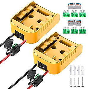 2 Pack Power Wheels Adapter for Dewalt 20V Battery Adapter with Switch, Fuse & Wire Terminals, 12AWG Wire, Power Wheels Battery Converter Adapter for DIY Ride On Truck, RC Car Toys and Robotics