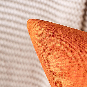 MIULEE Fall Pack of 2 Decorative Outdoor Solid Waterproof Throw Pillow Covers Polyester Linen Garden Farmhouse Cushion Cases for Patio Tent Balcony Couch Sofa 12x20 inch Bright Orange