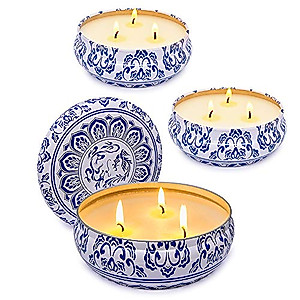 3 Packs Large Citronella Candles Outdoor and Indoor, 13.5oz 3-Wick Soy Wax Portable Travel Tin Candle for Home Garden Patio Yard Balcony and Summer Gift