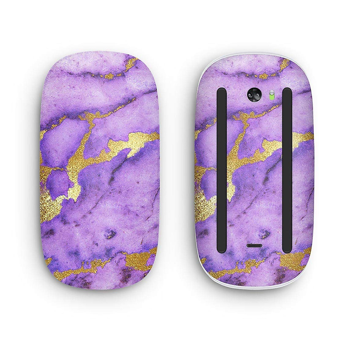 Design Skinz Purple Marble & Digital Gold Foil V1 Vinyl Decal Compatible with The Apple Magic Mouse 2 (Wireless, Rechargable) with Multi-Touch Surface