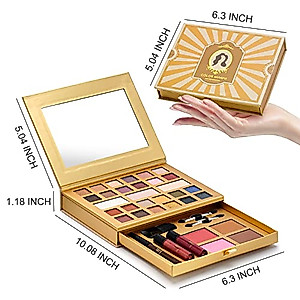 Color Nymph Makeup Kit for Women All in One Makeup Set for Teens Beginners Travel Makeup Palette Includes 24 Eyeshadows, Contour Powder, Highly Pigmented Lip Glosses, Brushes, Eyeliner Pencil and Mirror