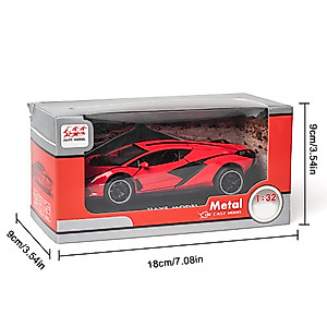 1:32 Scale Sian FKP37 Model Car Zinc Alloy Diecast Car Toys for Kids, Pull Back Toy Car Vehicle with Sound and Light Door Opening Birthday Gift for Boys Toddlers (Red)