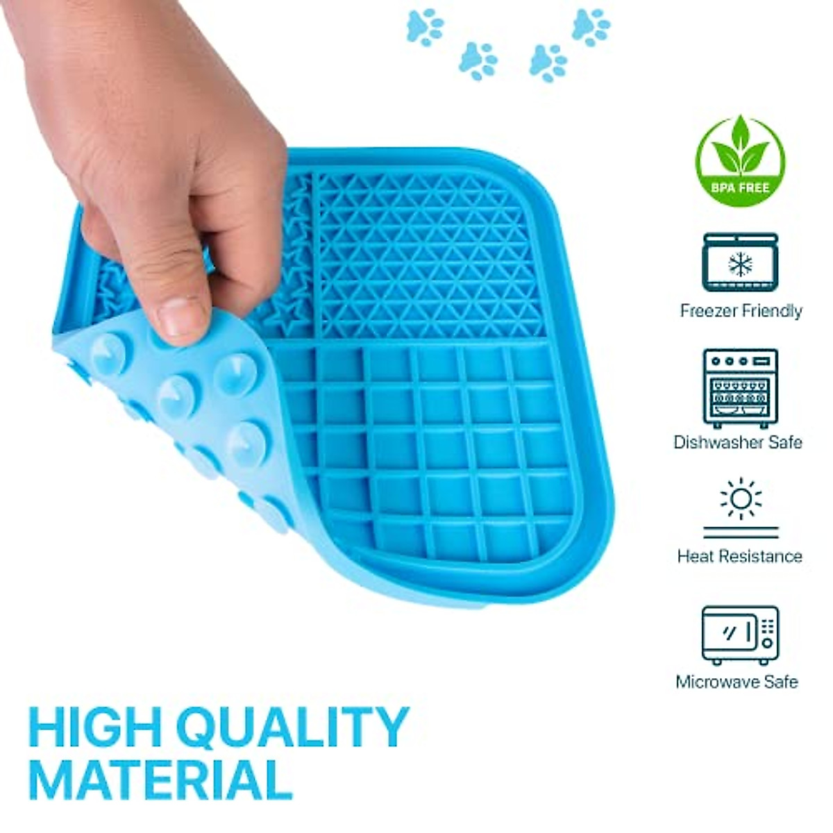 Lick Mat for Dogs and Cats, Pack of 2 Slow Feeding Lick Pads with Suction Cups Stick Anywhere - Dog Peanut Butter Licking Mat for Fun, Anxiety & Boredom Relief, Bathing, Grooming and Training