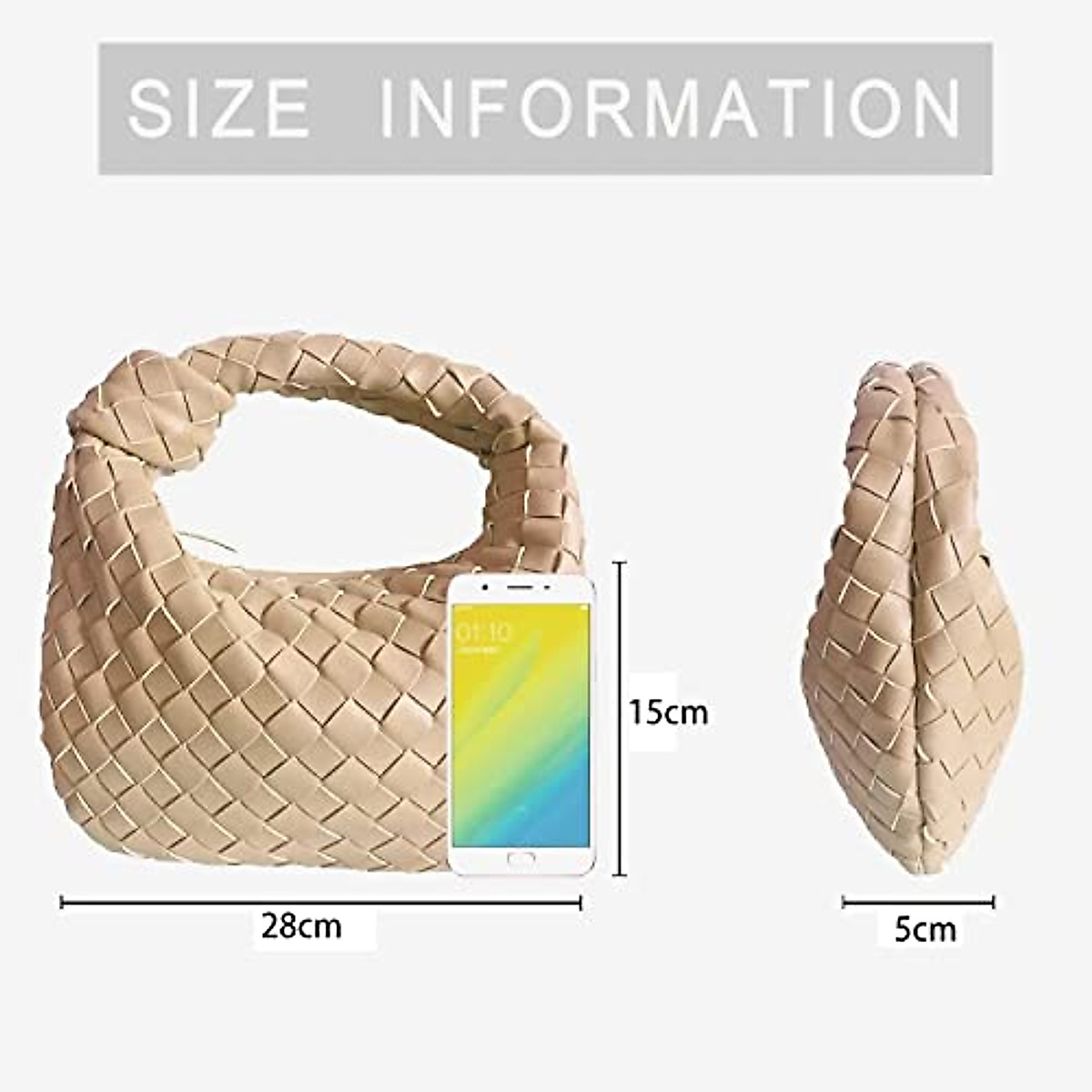 BOYIDAI Woven Bag Women Leather Tote Bag Lady Crossbody Hobo PU Handbag (Color : Khaki)