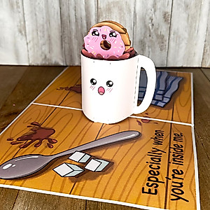 Funny Valentines Day Card For Him | Pop Up Cards Of Cute Donut Inside 3D Coffee Cup Valentine Day Cards | Anniversary Cards For Husband From Wife | Naughty Birthday Card For Boyfriend, Bf, Men
