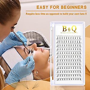 Premade Fans Eyelash Extensions 5D 6D 4D 3D Pre Made Eye Lash Extension Fans Short Stem 0.07 0.10 C D Curl Volume Lash Extensions 9mm to 18mm B&Qaugen Eyelash Extension (5D-0.10D,8-15MIX)