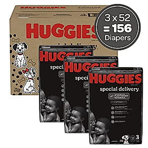 Hypoallergenic Baby Diapers Size 3 (16-28 lbs), Huggies Special Delivery, Fragrance Free, Safe for Sensitive Skin, 156 Ct
