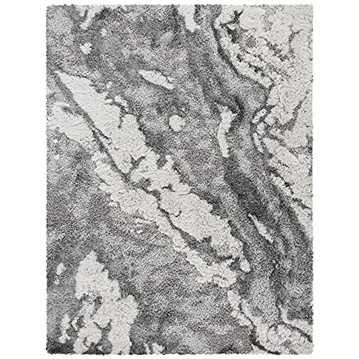 SAFAVIEH Horizon Shag Collection Area Rug - 10' x 14', Grey & Ivory, Modern Abstract Design, Non-Shedding & Easy Care, 2-inch Thick Ideal for High Traffic Areas in Living Room, Bedroom (HZN890F)